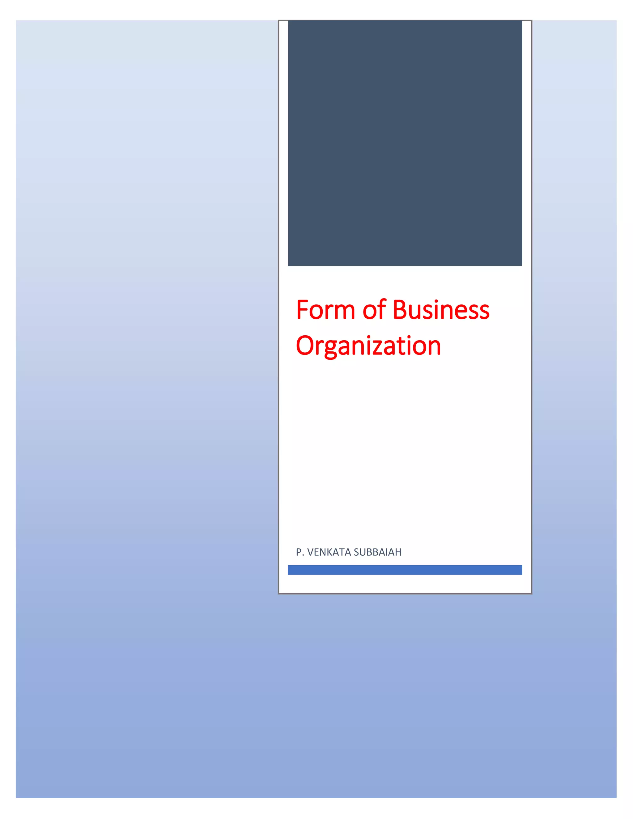 Forms of Business Organizations | PDF