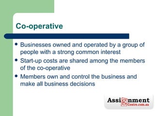 Forms of business organisation | Business Organisation | PPT