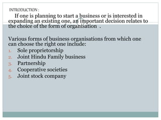 Forms of business organisation | PPTX | Business | Business and Finance
