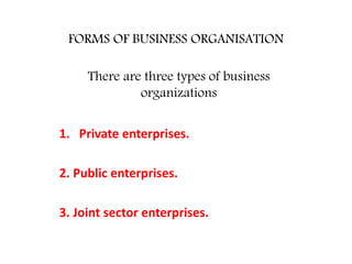 Forms of business organisation | PPT
