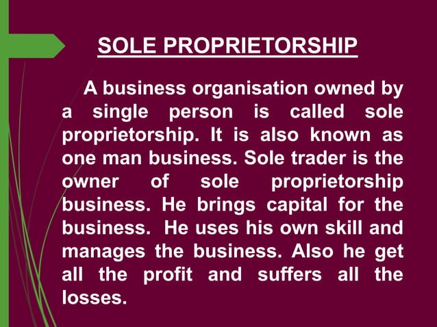 Forms of business organisations sole trader | PPTX | Business ...