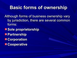 Forms of business organization | PPT