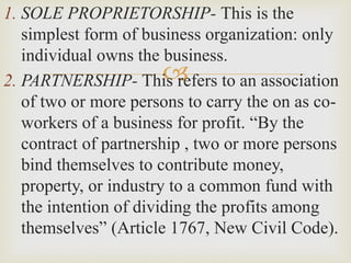 Forms of business organization | PPTX