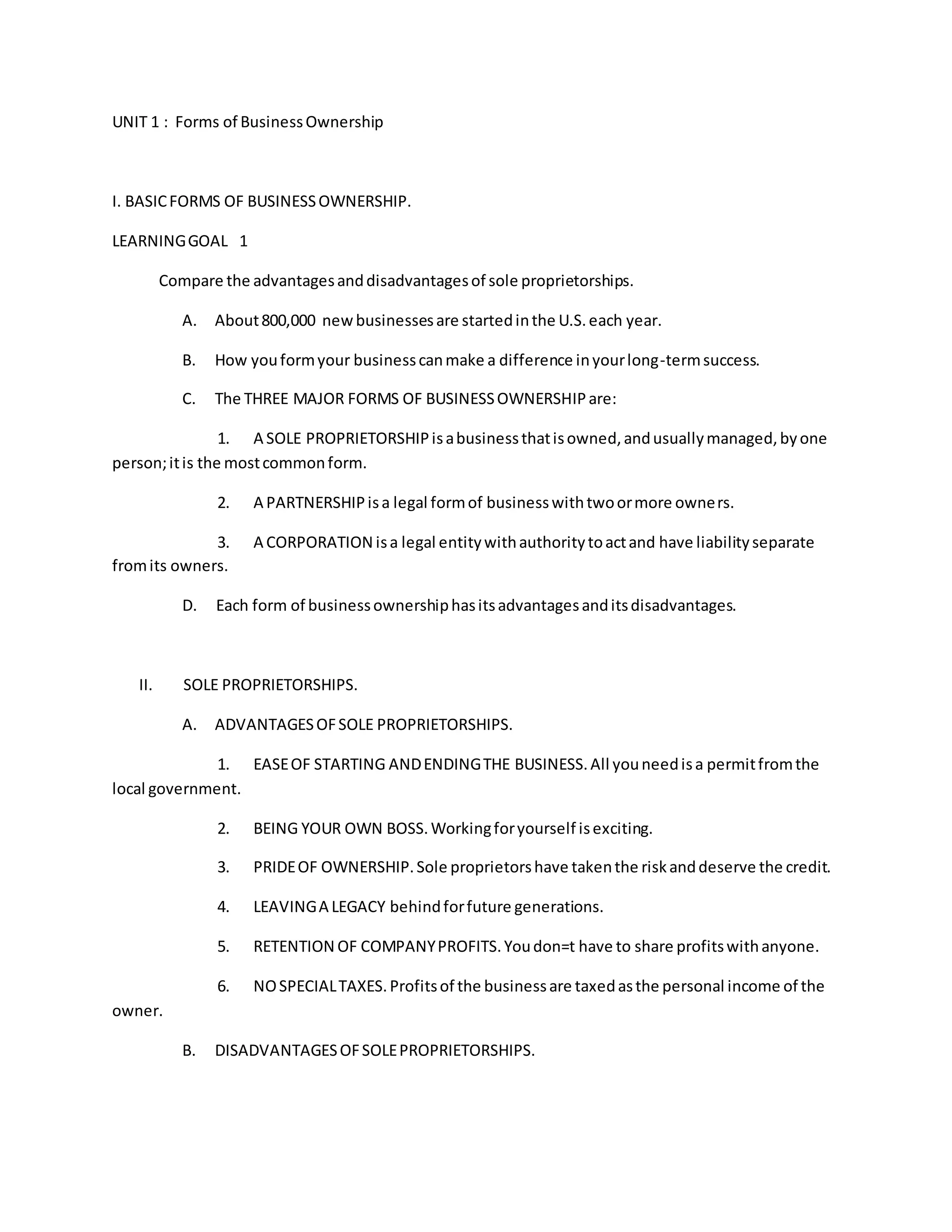 Forms of business ownership | DOCX