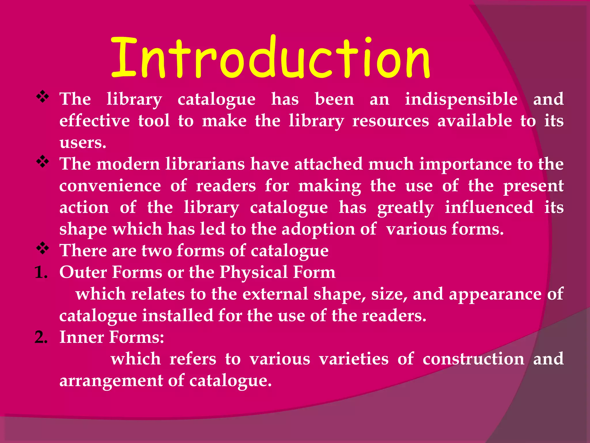 Forms of catalogue | PPT