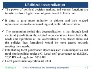 forms of decentralization Political decentralization 👉Administrative ...