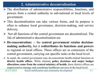 forms of decentralization Political decentralization 👉Administrative ...