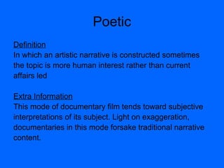 Forms of documentaries | PPT