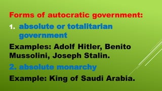 DIFFERENT FORMS OF GOVERNMENT (Lesson in PPG) | PPTX