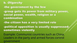 DIFFERENT FORMS OF GOVERNMENT (Lesson in PPG) | PPTX