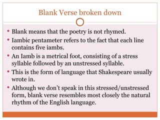 Forms of Language used in Shakespeare's plays | PPT