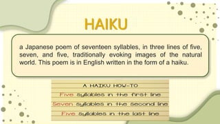 Forms of poetry in creative writing grade 12 | PPTX