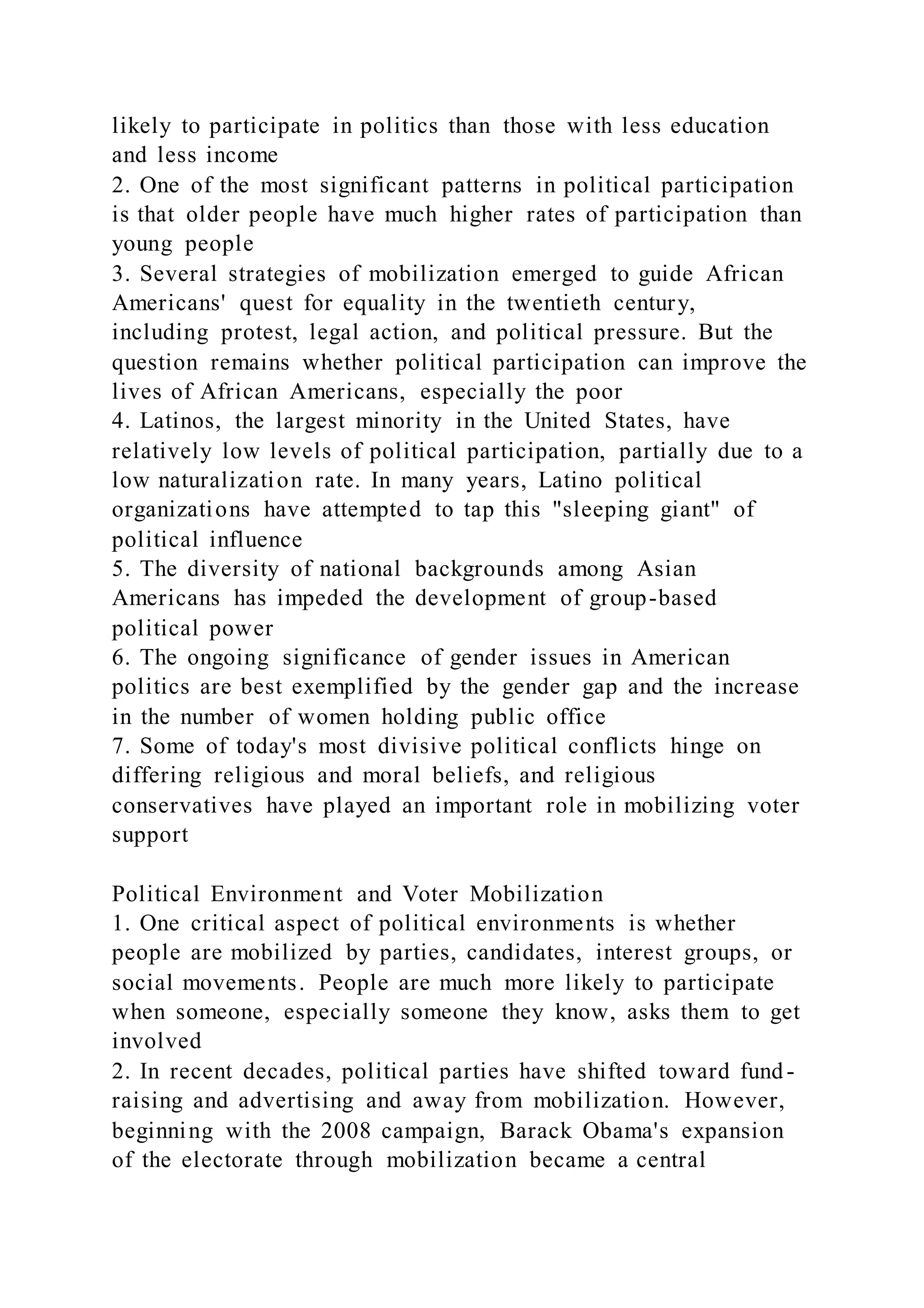 Forms of Political Participation1. Political participation refer | DOCX