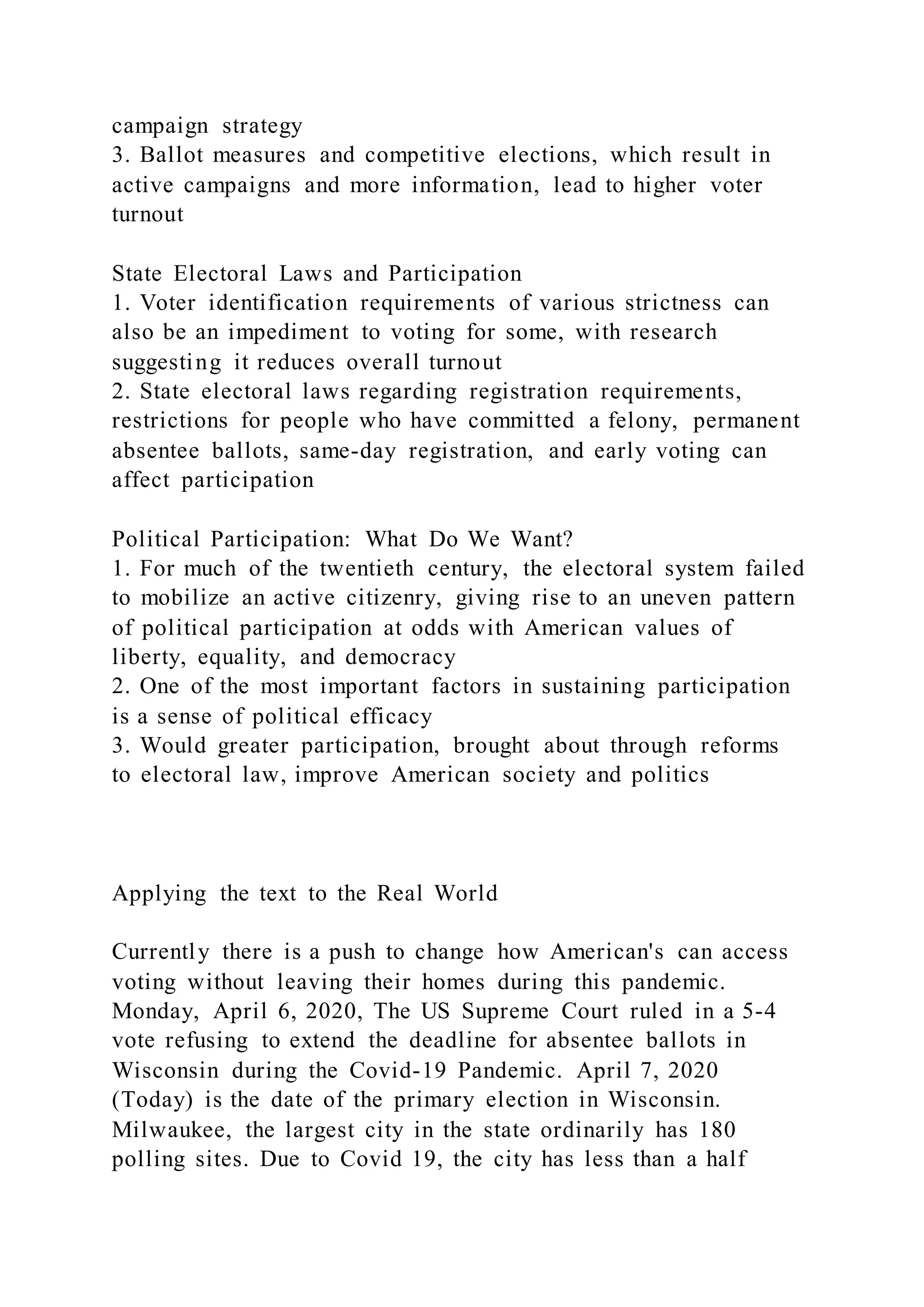 Forms of Political Participation1. Political participation refer | DOCX