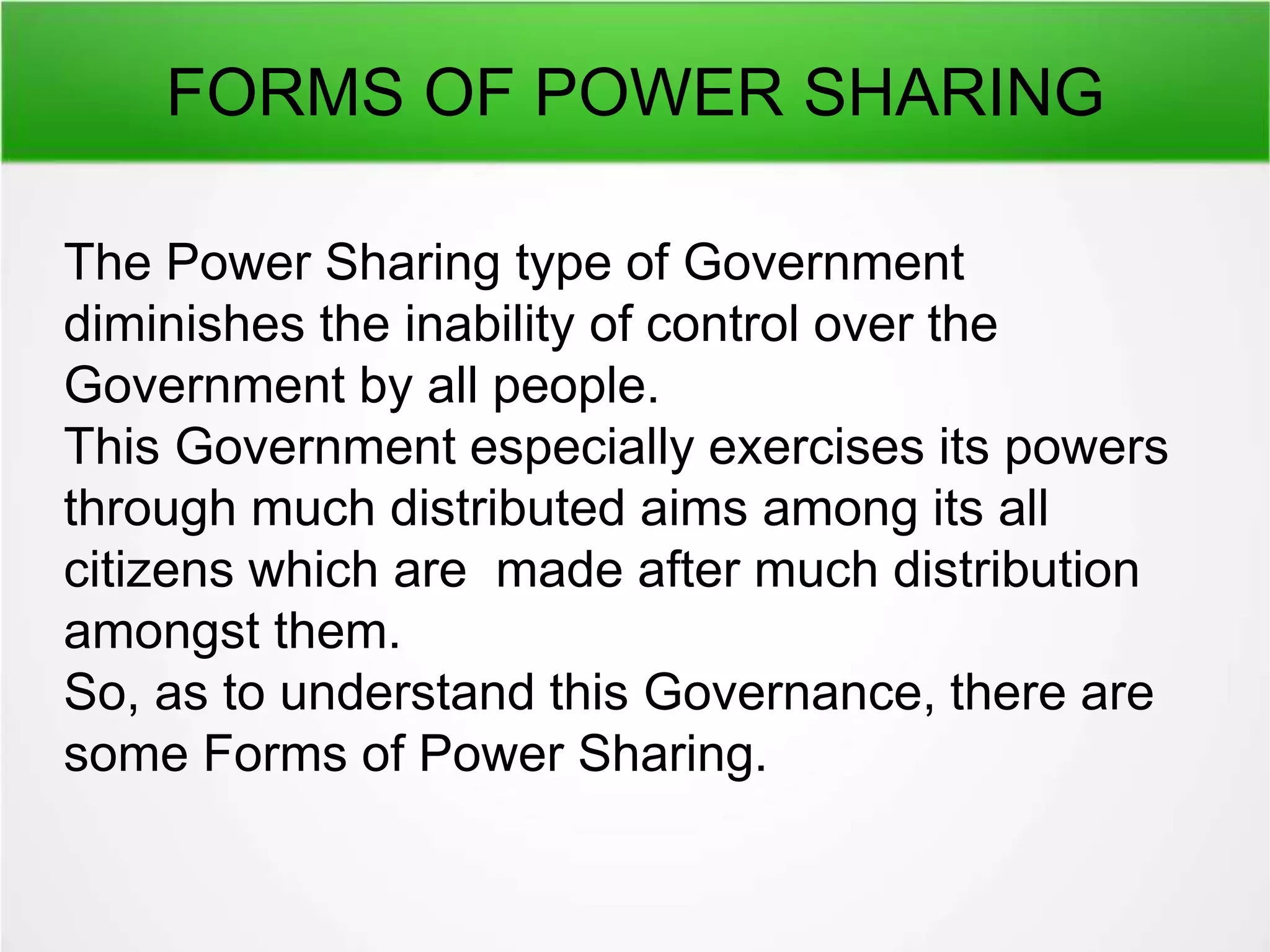 Forms of power sharing. | PPT