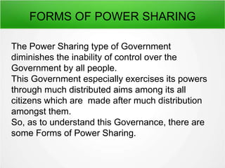Forms of power sharing. | PPTX