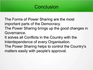 Forms of power sharing. | PPTX