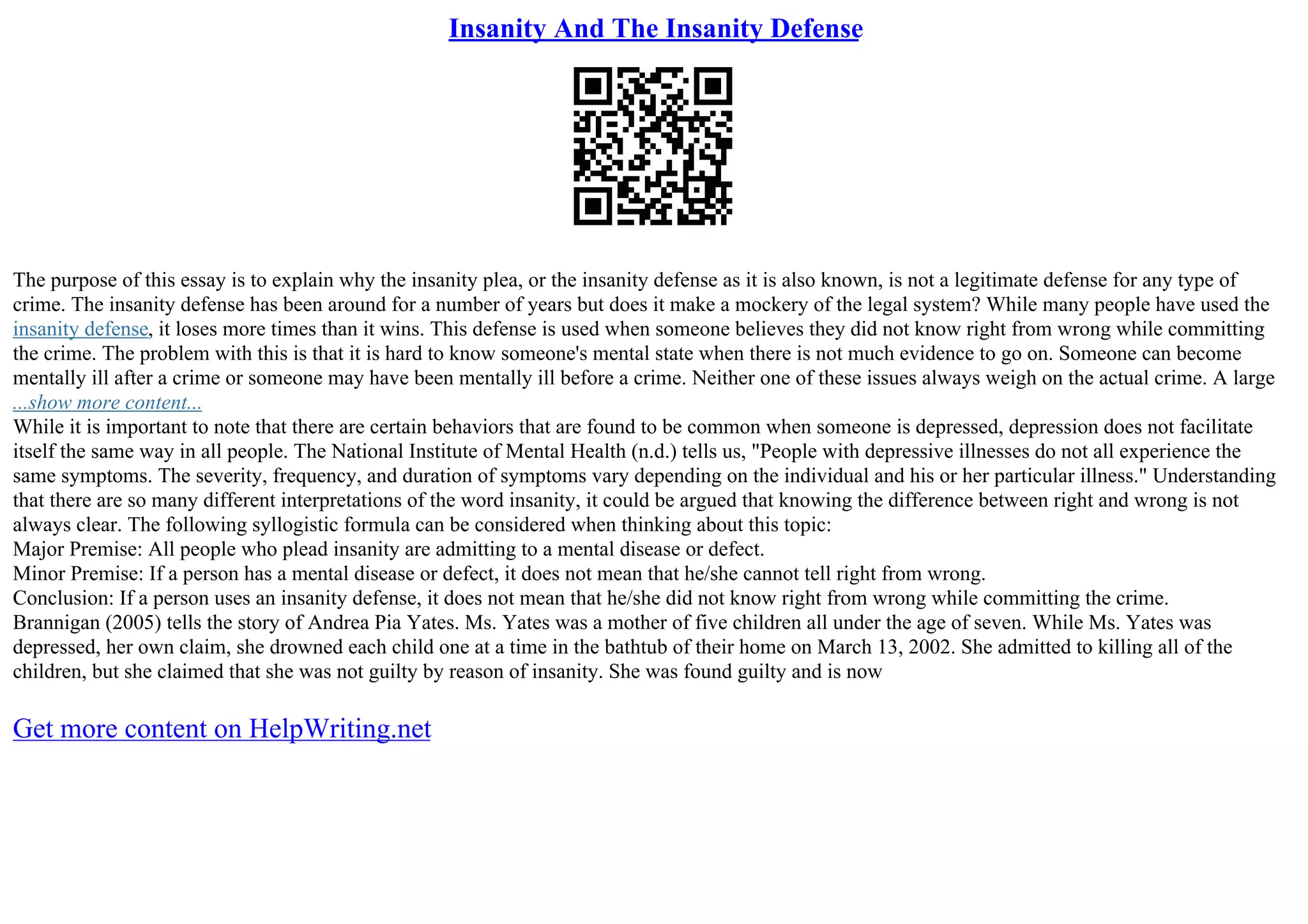 Forms Of The Insanity Defense | PDF