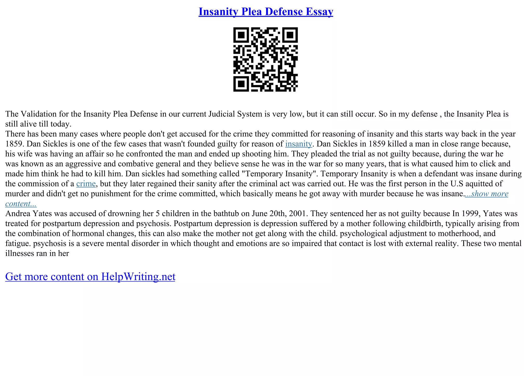 Forms Of The Insanity Defense | PDF