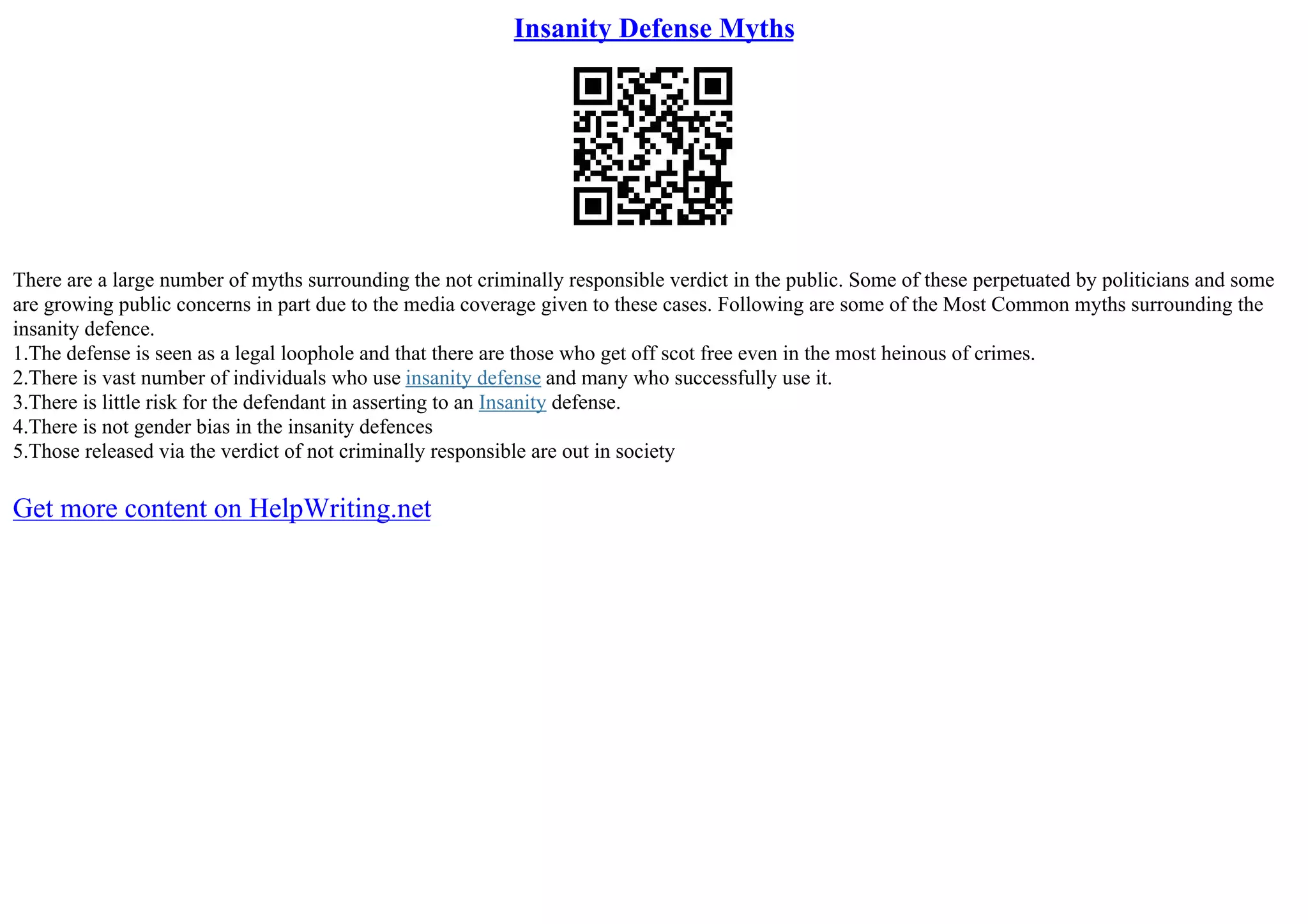 Forms Of The Insanity Defense | PDF