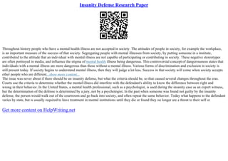 Forms Of The Insanity Defense | PDF