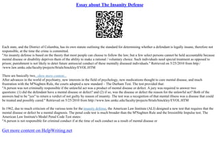 Forms Of The Insanity Defense | PDF