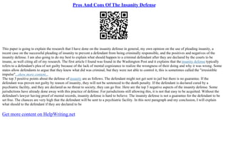 Forms Of The Insanity Defense | PDF