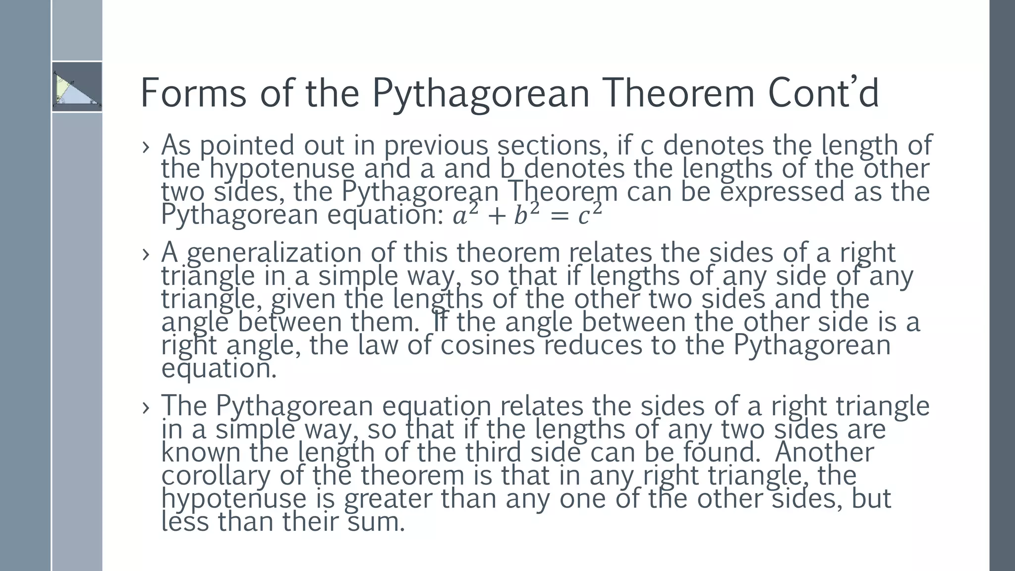 Forms of the Pythagorean theorem | PPTX