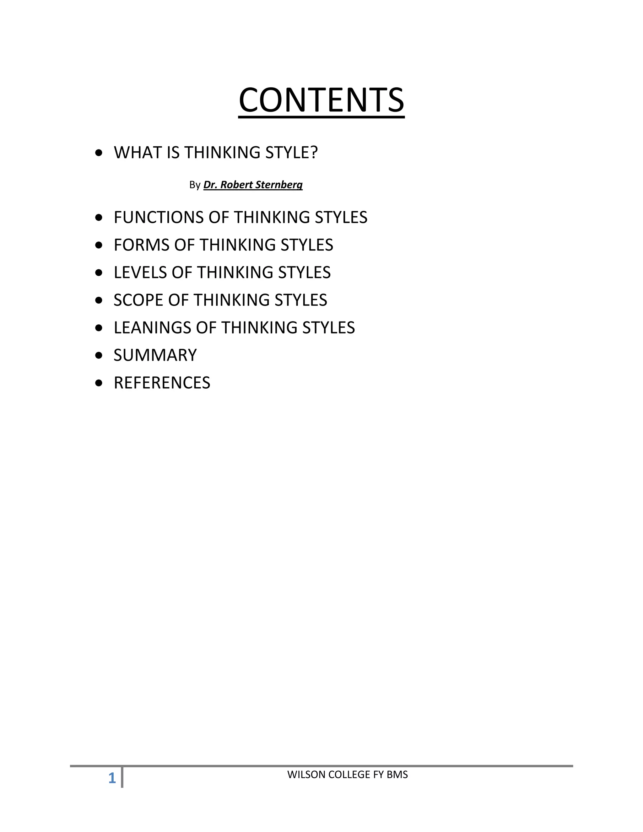 Forms of thinking styles | DOCX | Science