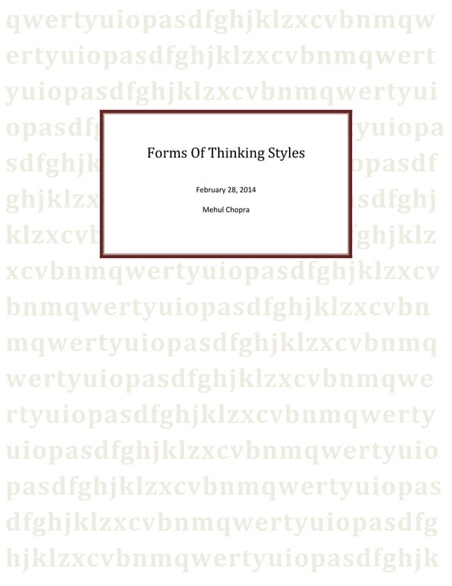 Forms of thinking styles | DOCX | Science