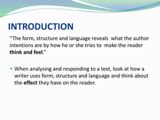 Form,structure and language summary introduction | PPTX