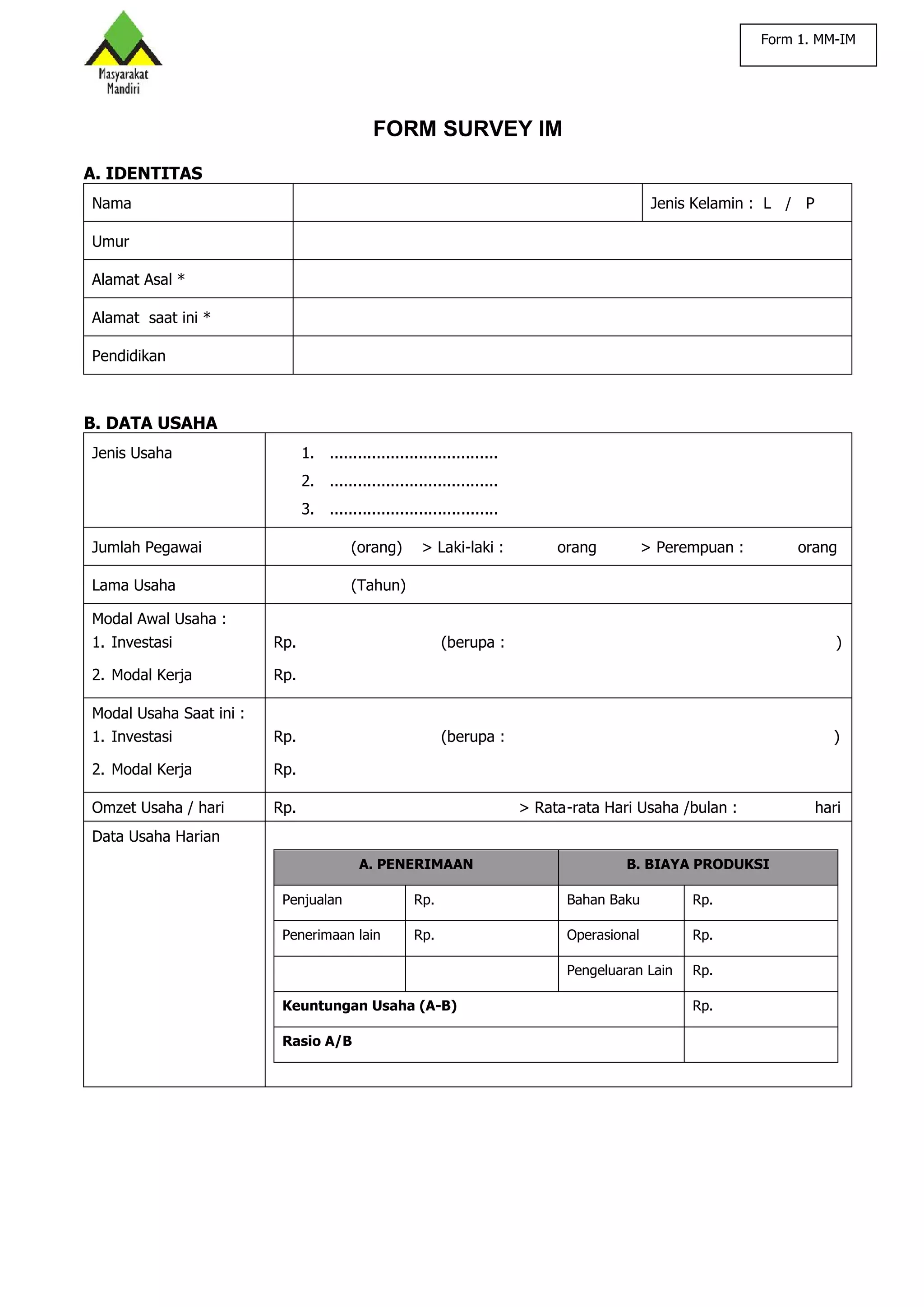 Form survey mi | PDF