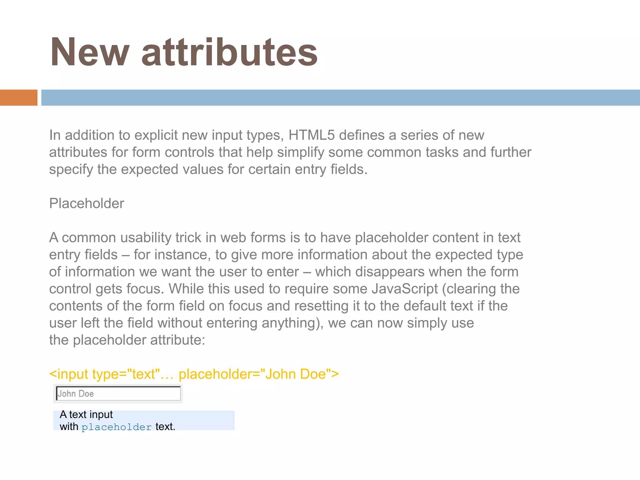 html 5 new form attribute | PPTX | Web Development | Internet
