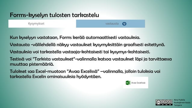Arviointikyselyt ja sähköiset kokeet Forms-työkalulla | PDF