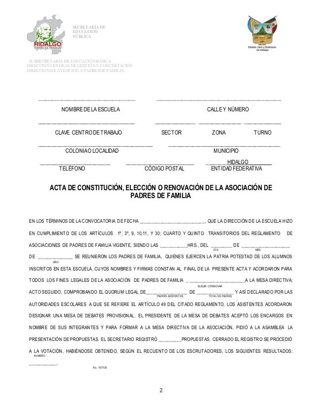 Formato acta constitutiva