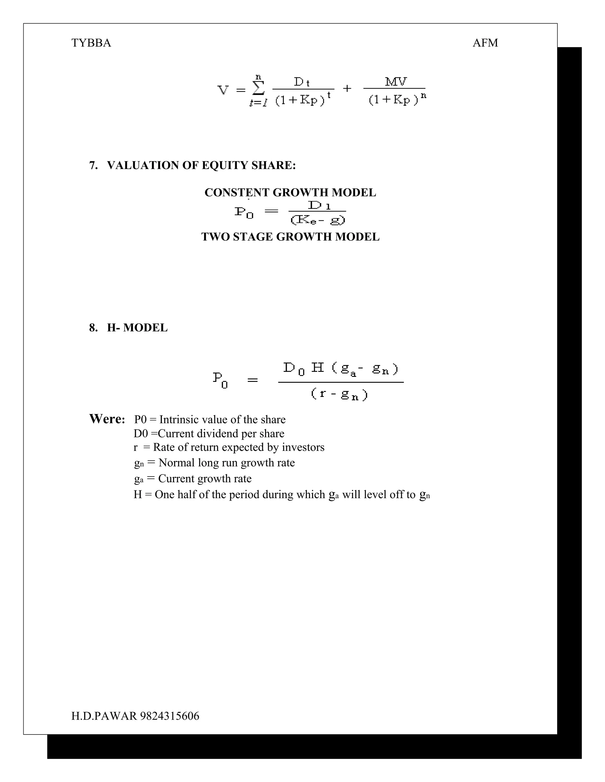 Formula TVM and Bond valuation | DOC