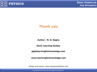 Find the Formula: Basic Formulae in Physics for Students | PPSX