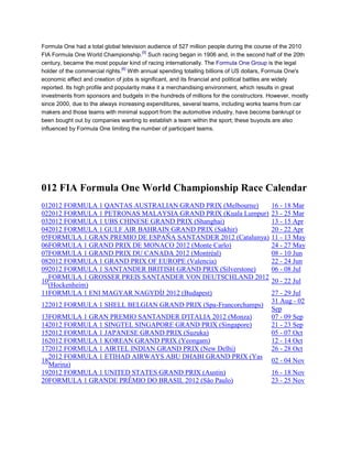 Formula 1 impact | DOCX | Auto Racing | Sports