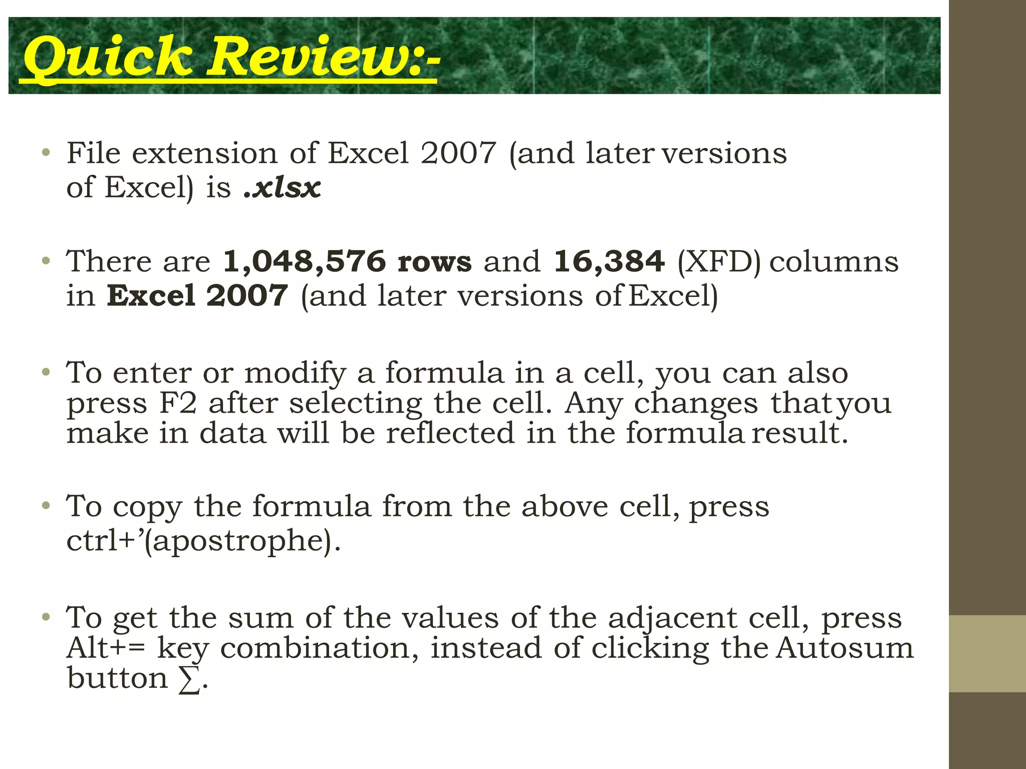Formulas and functions | PPTX