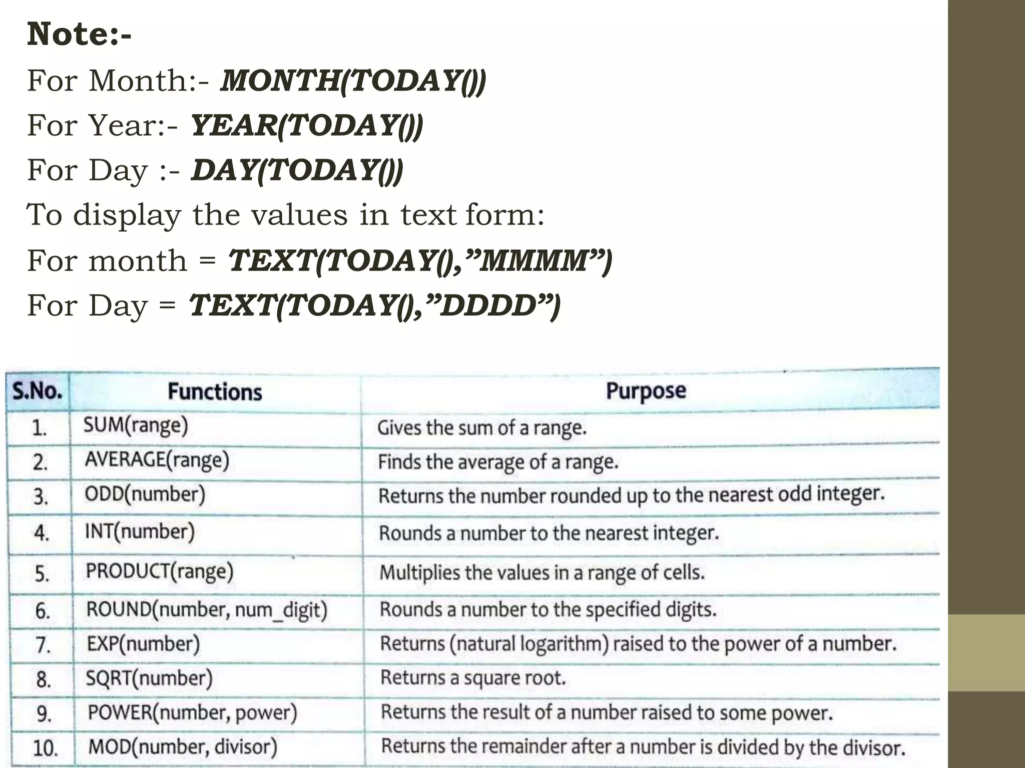 Formulas and functions | PPTX