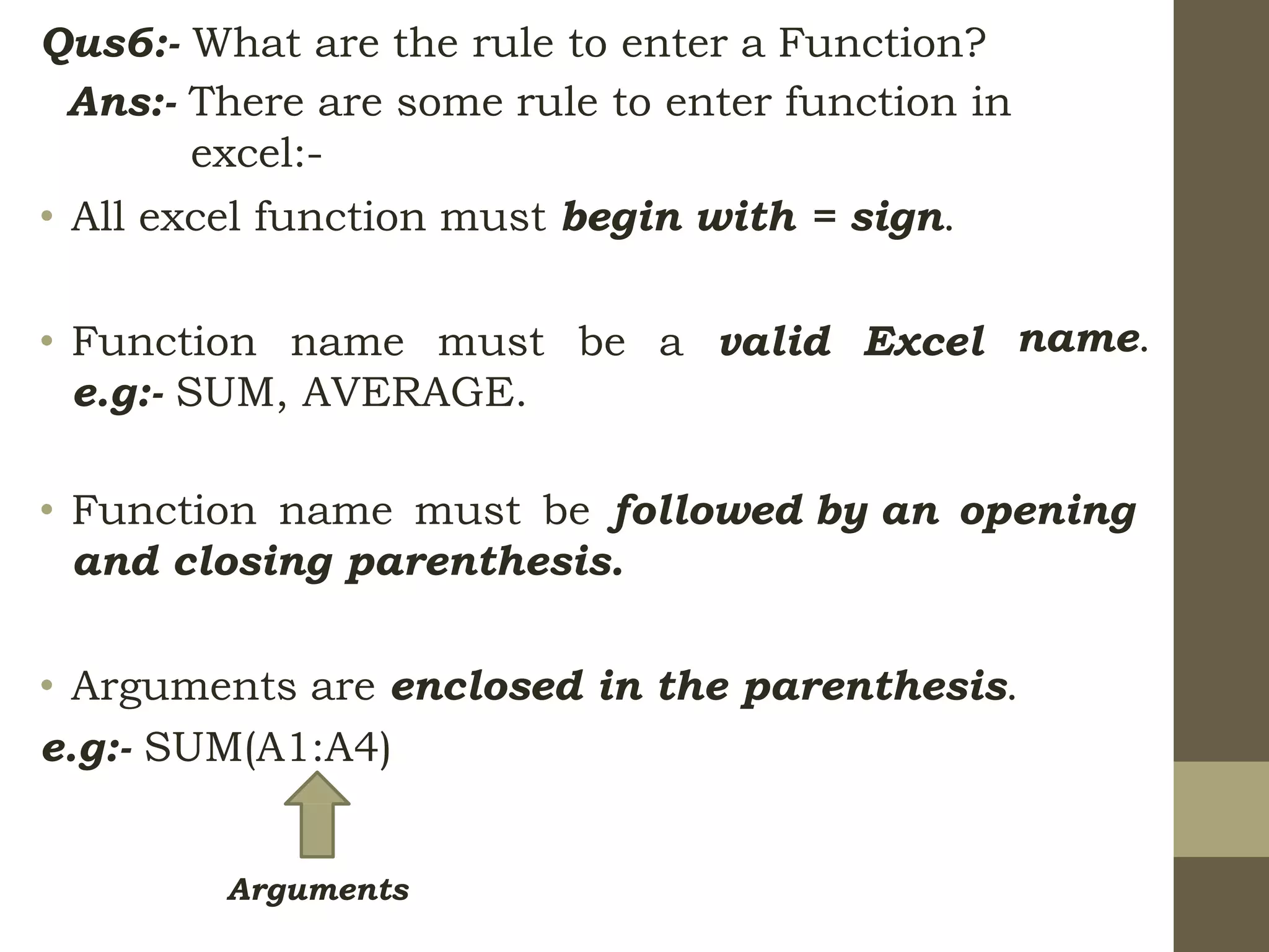 Formulas and functions | PPTX