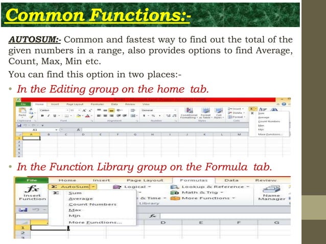 Formulas and functions | PPTX
