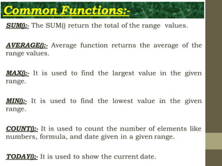 Formulas and functions | PPTX