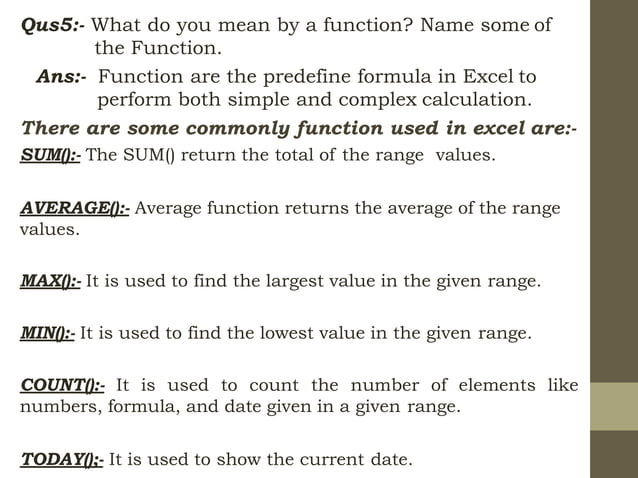 Formulas and functions | PPTX