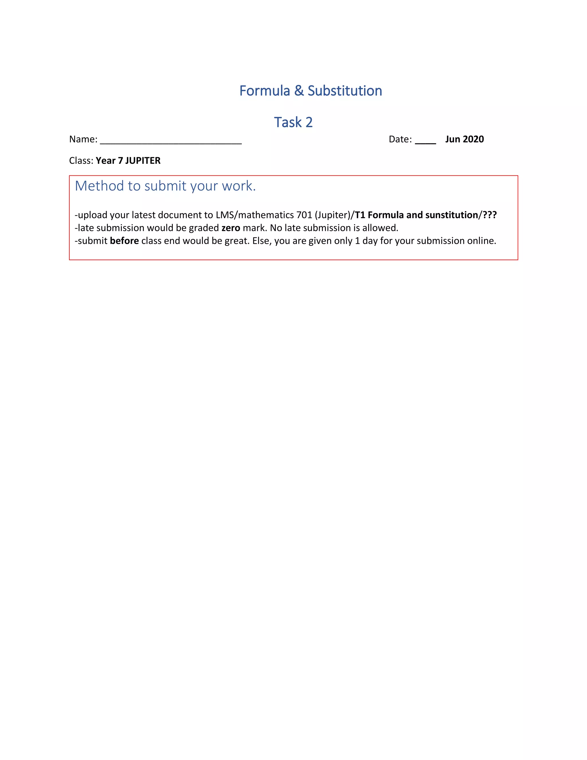 Formula and substitution task 2 | PDF