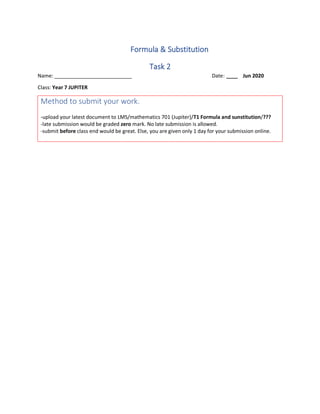Formula and substitution task 2 | PDF