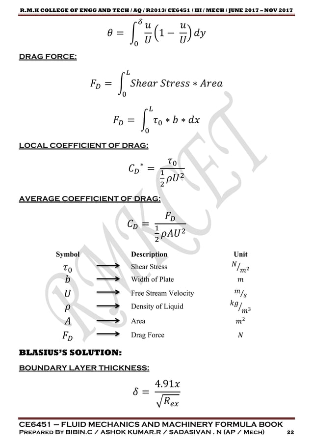 FLUID MECHANICS AND MACHINERY FORMULA BOOK | PDF | Physics | Science