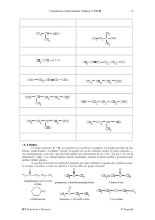 Formulación y nomenclatura orgánica 1ro bach | DOC