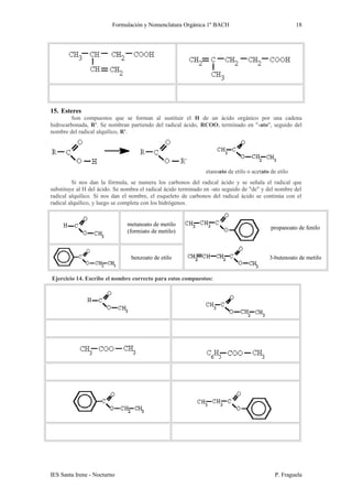 Formulación y nomenclatura orgánica 1ro bach | DOC
