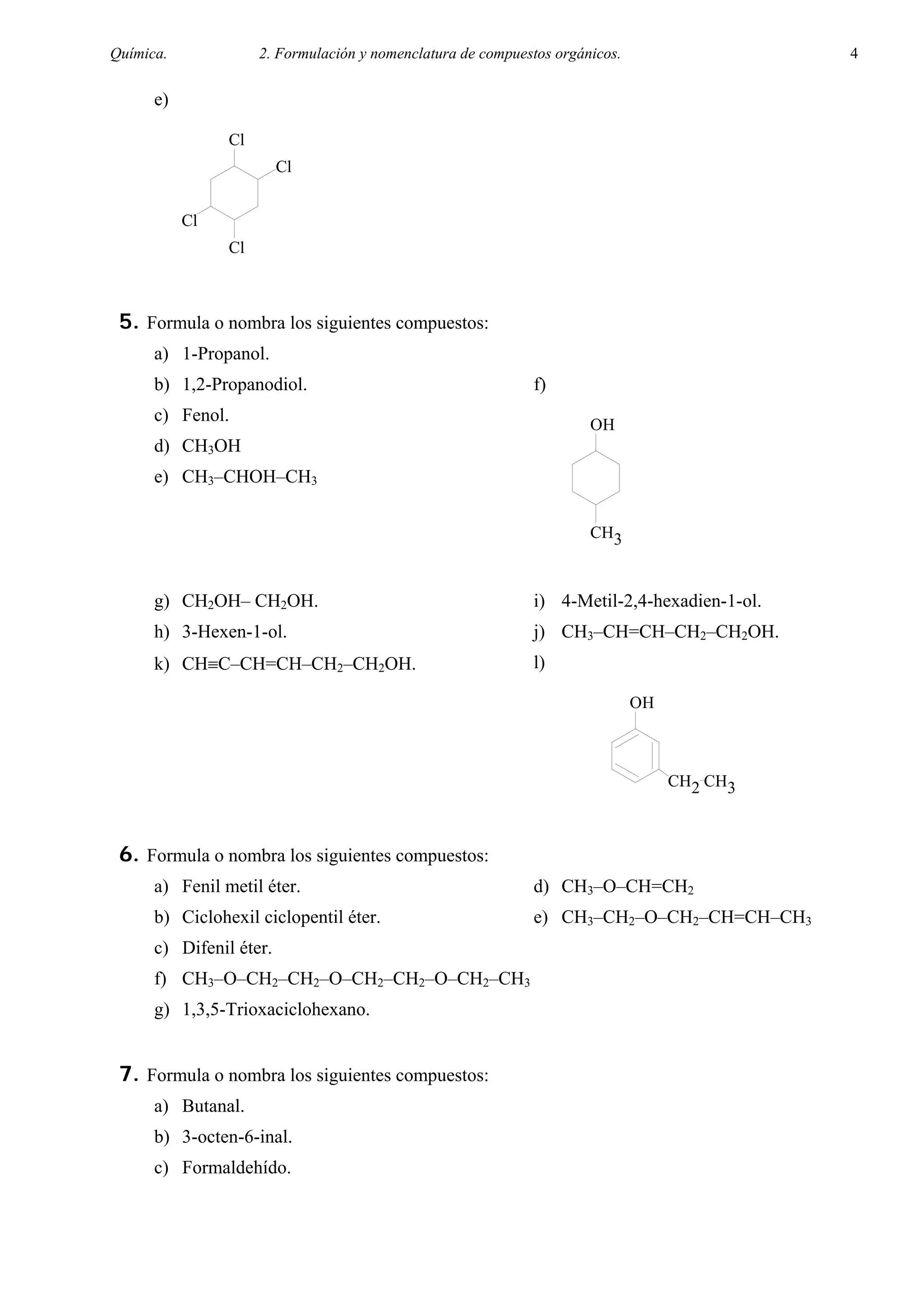 Formulacion organica-ejercicios-con-solucion | PDF